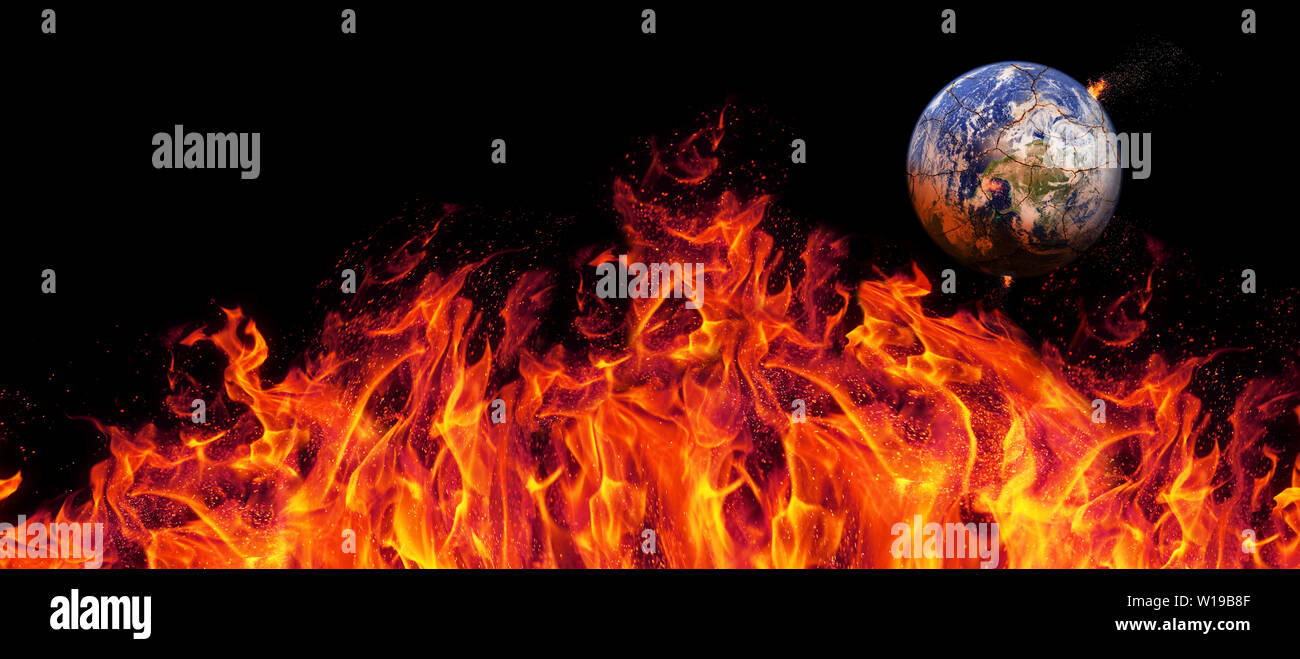 Apocalypse panorama, the earth destroyed by exploding sun . End of The ...