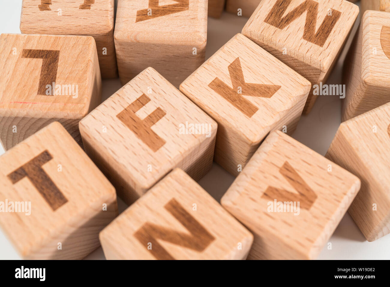 Alphabet on wood ,white background Stock Photo - Alamy