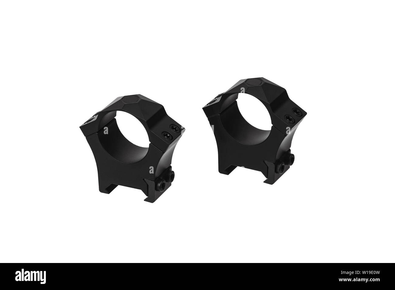 Quick disconnect mount made for holding a scope on a rifle isolated on ...