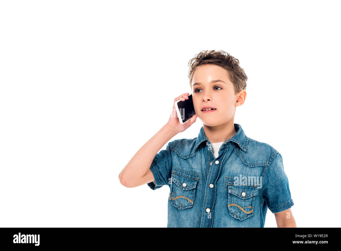Cute preteen boy talking hi-res stock photography and images - Alamy