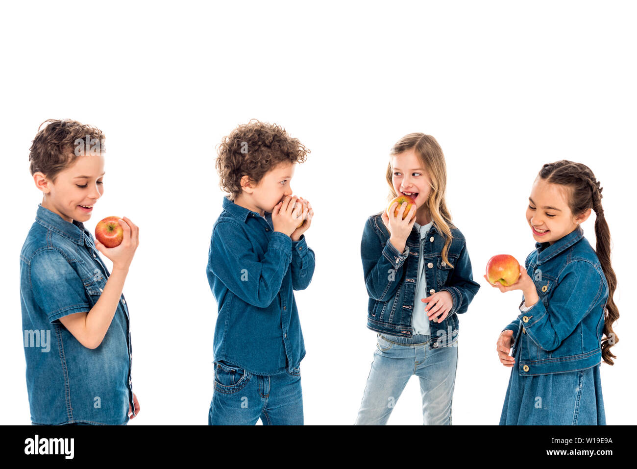 Studio happy kids eating hi-res stock photography and images - Alamy