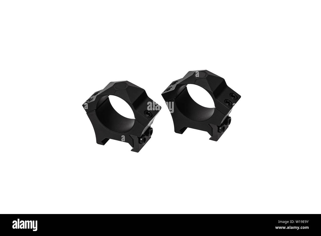 Quick disconnect mount made for holding a scope on a rifle isolated on ...