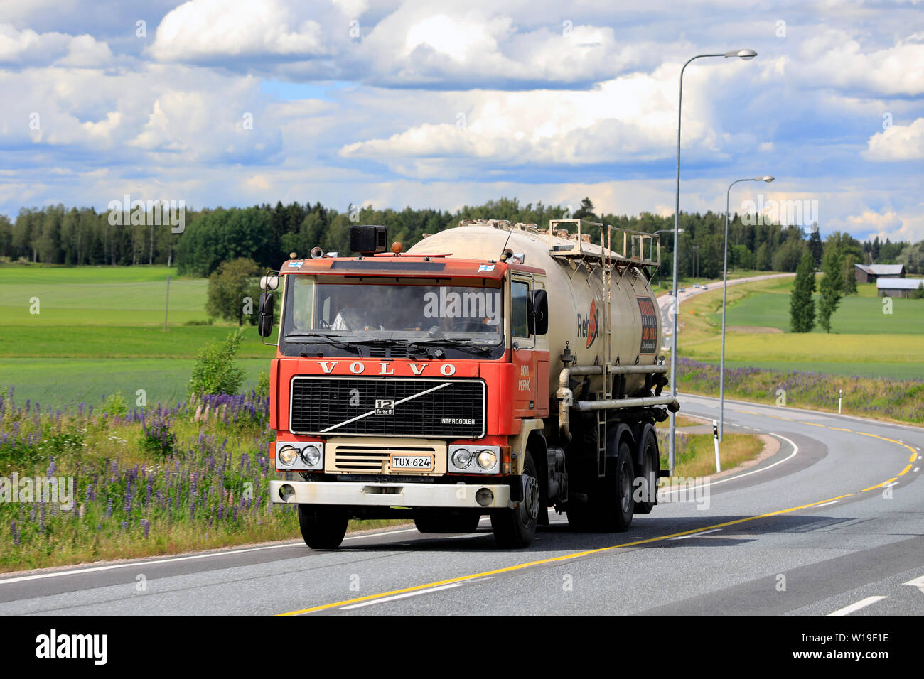 Salo, Finland. June 23, 2019. Classic Volvo F1225 tank truck of ...