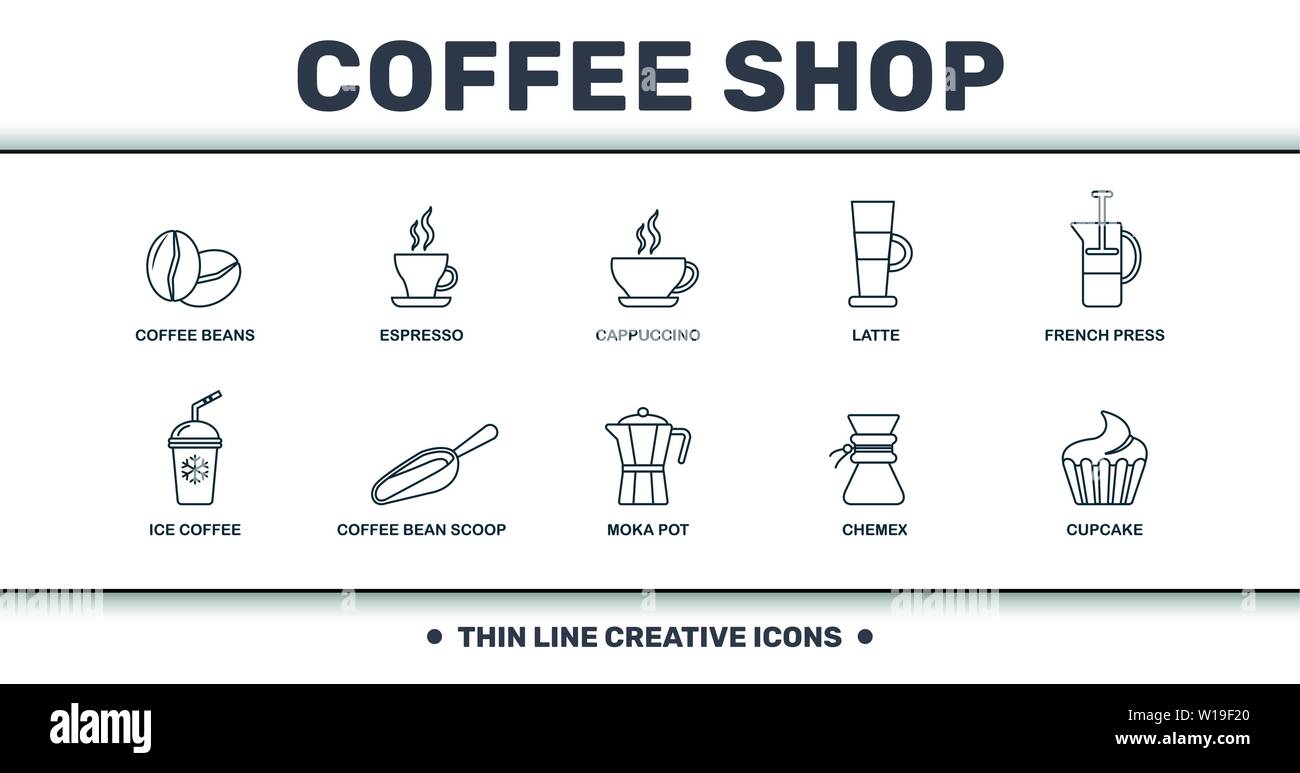 Coffe Shop set icons collection. Includes simple elements such as ...