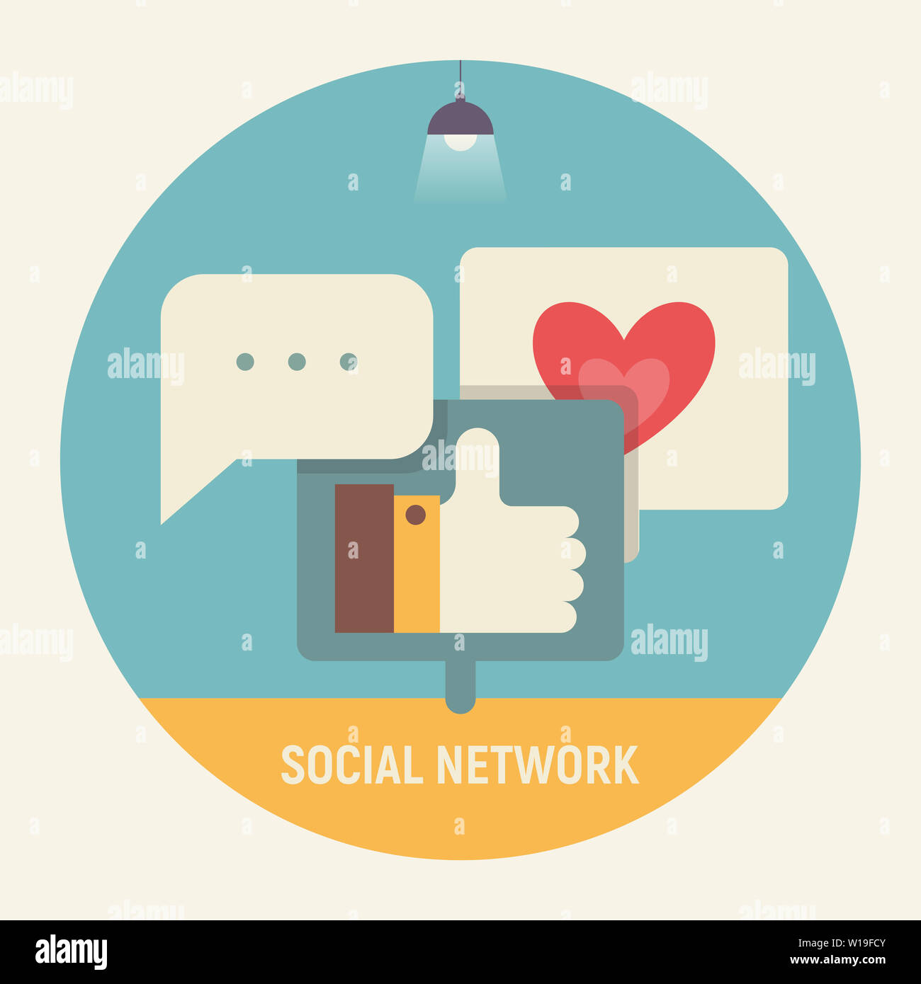 Social Media Signs for Network Concept. Vector Illustration. Retro ...
