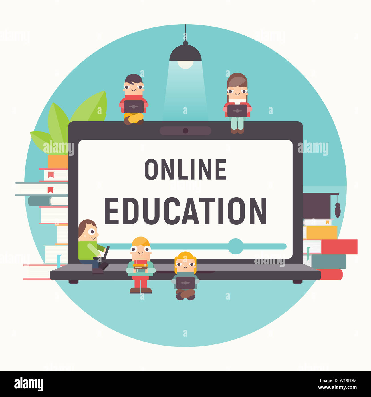 Online Education Concept. Online Courses, Tutorials, E-learning. Small ...