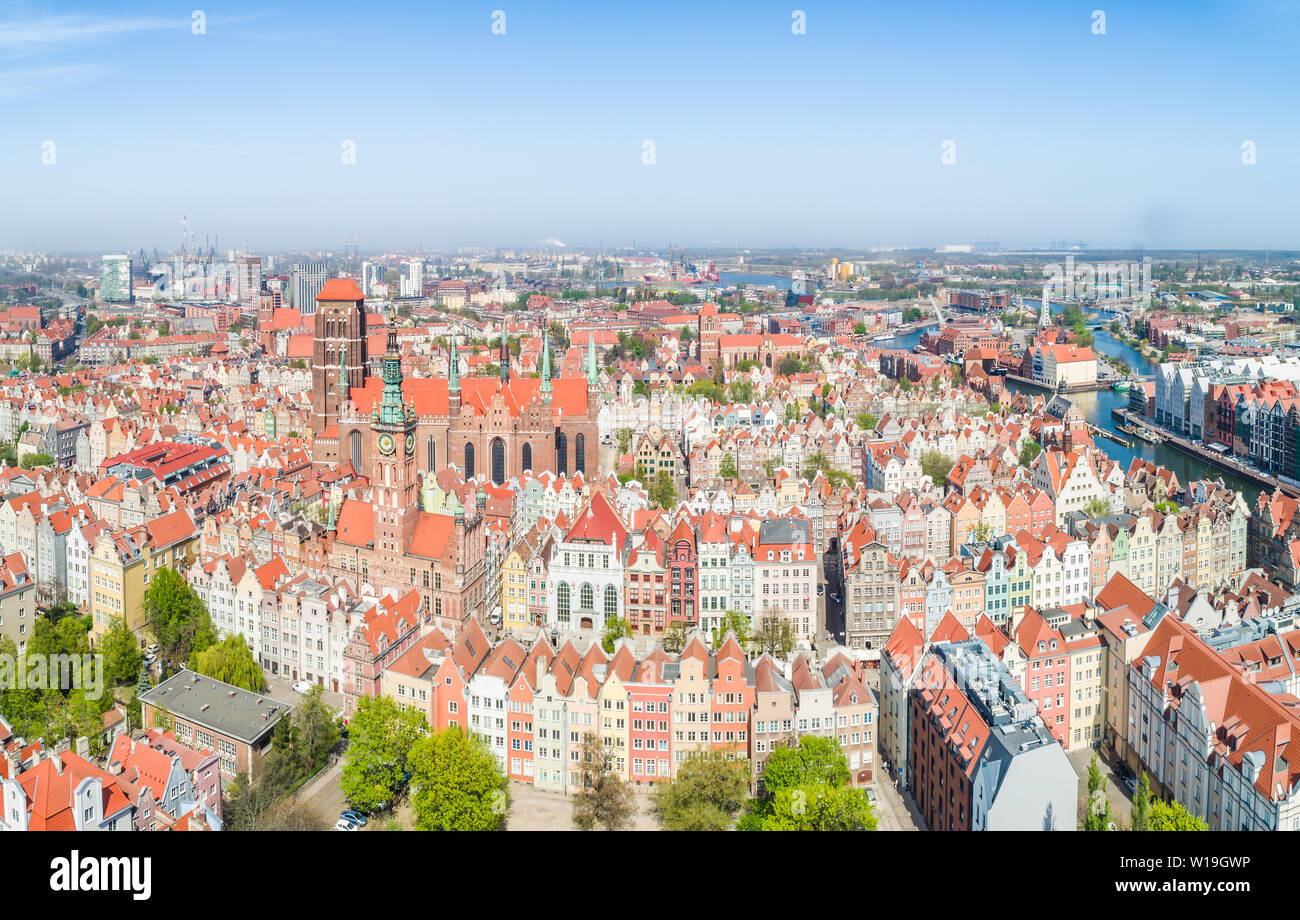 Tourist landscape of the city of Gdansk. Panorama of the city from a ...