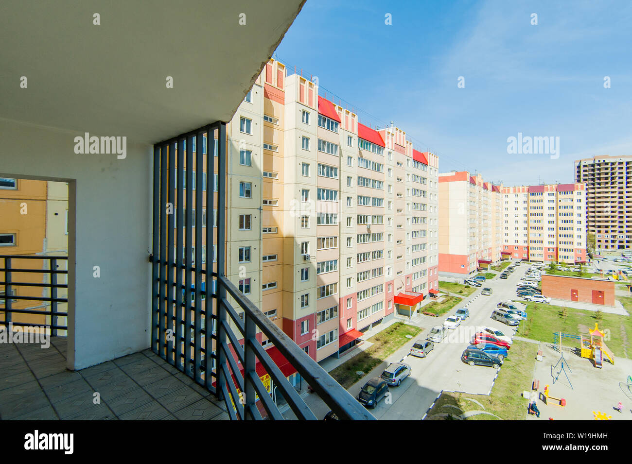Russia, Novosibirsk - 01 May, 2019: Russian courtyards. buildings ...