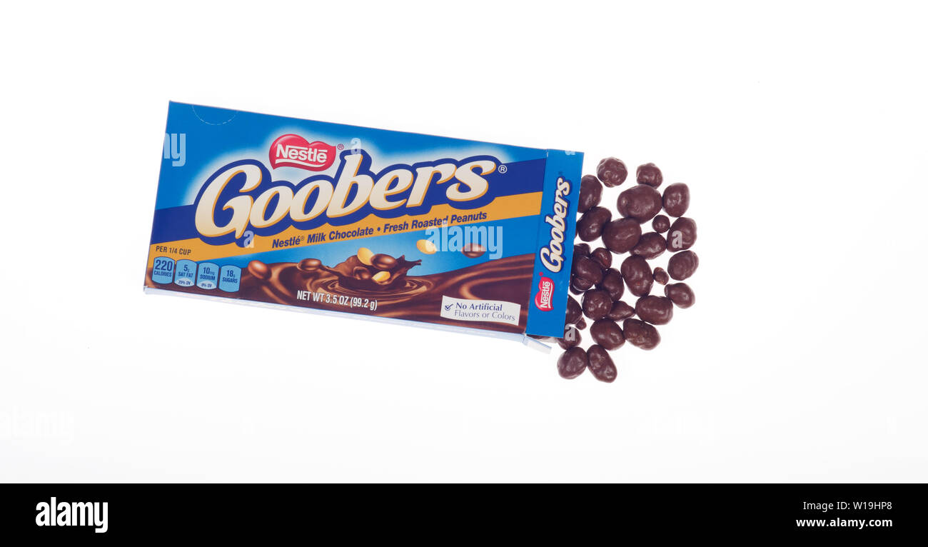 Open box of Nestle Goobers candy with roasted peanuts and milk ...