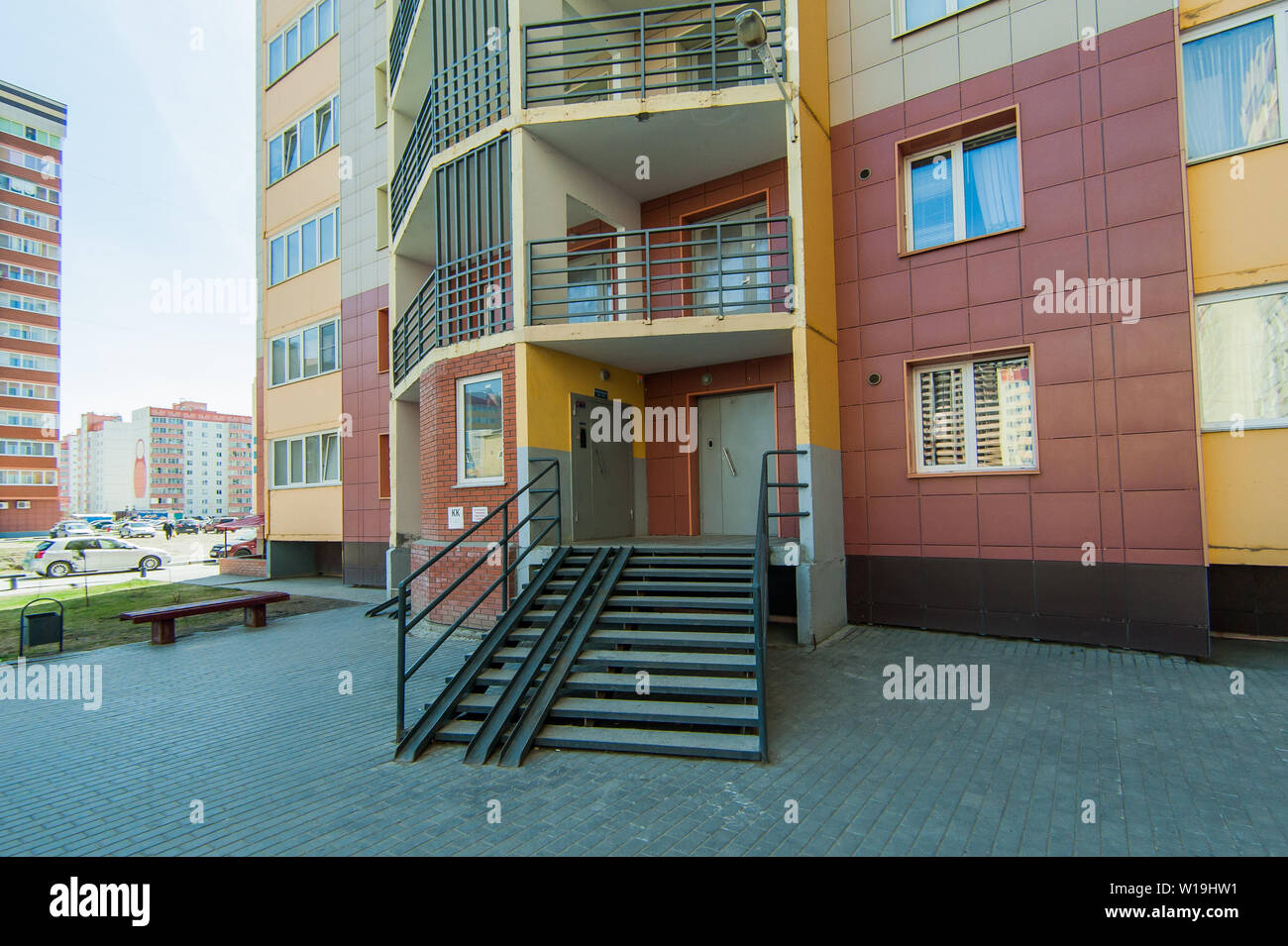 Russia, Novosibirsk - 01 May, 2019: Russian courtyards. buildings ...