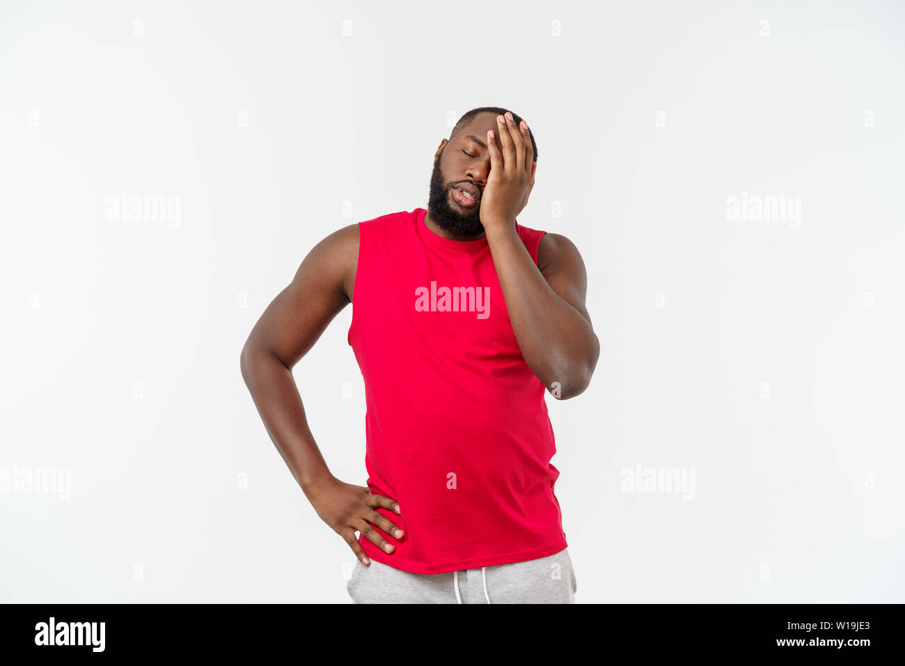 Young sport african american man unhappy and frustrated with something ...