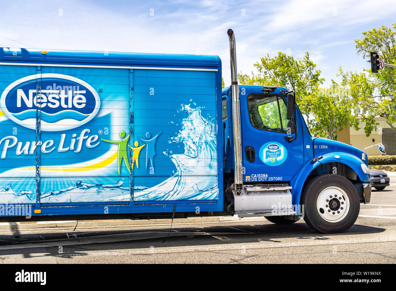 June 25, 2019 Sunnyvale / CA / USA - Nestle branded truck travelling ...