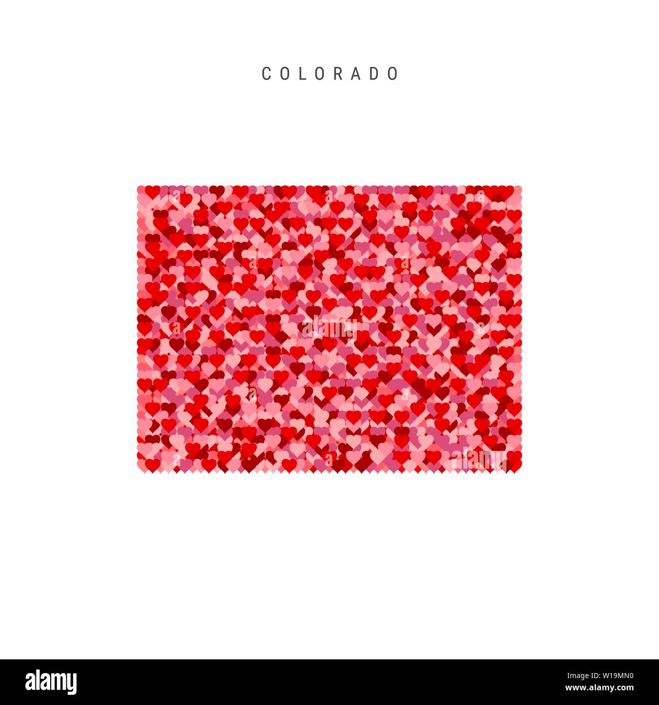 I Love Colorado. Red and Pink Hearts Pattern Vector Map of Colorado ...