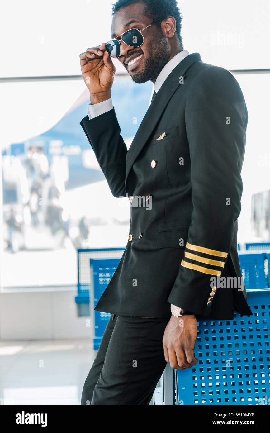 Cheerful african american pilot in hi-res stock photography and images ...