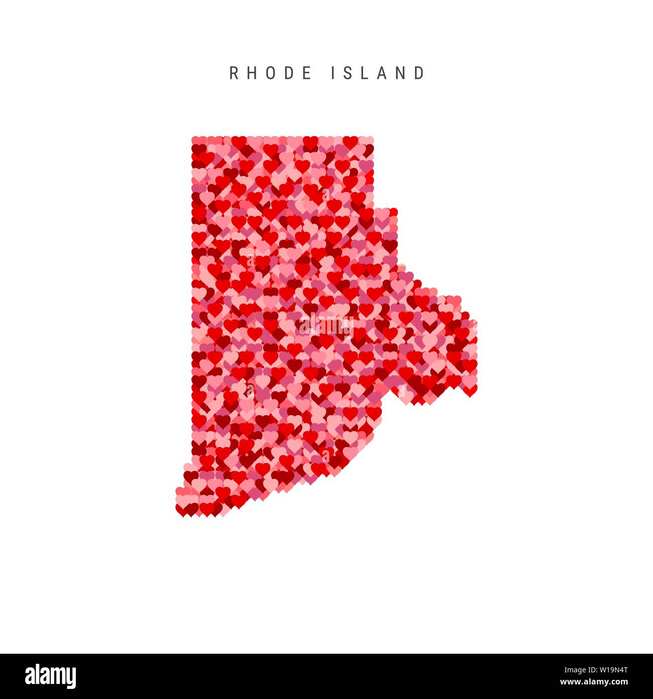 I Love Rhode Island. Red Hearts Pattern Vector Map of Rhode Island ...