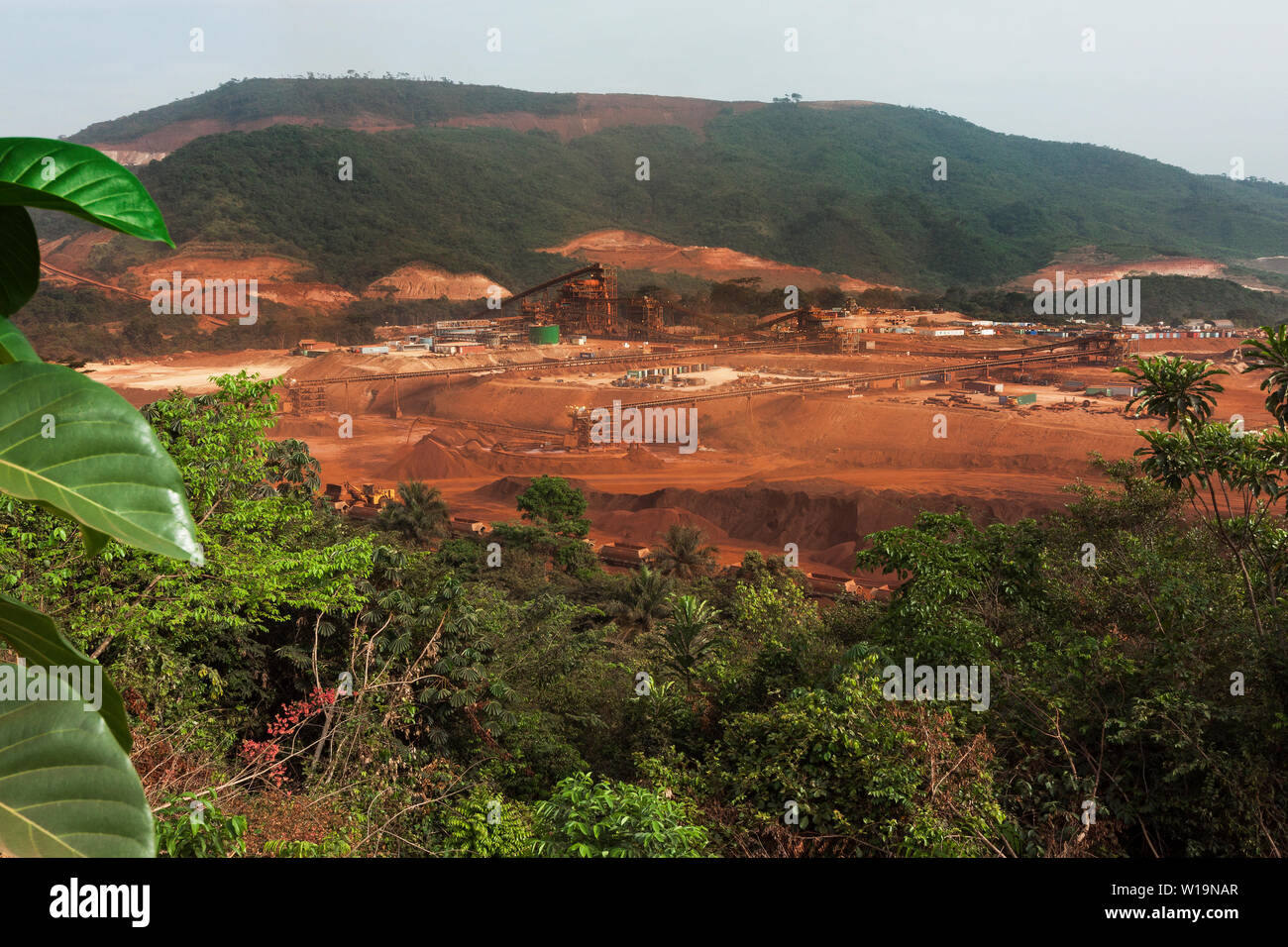 Mining operations for transporting and managing iron ore. Stock piles ...