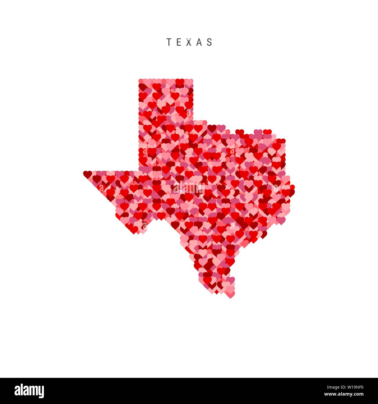 I Love Texas. Red Hearts Pattern Vector Map of Texas Stock Vector Image ...