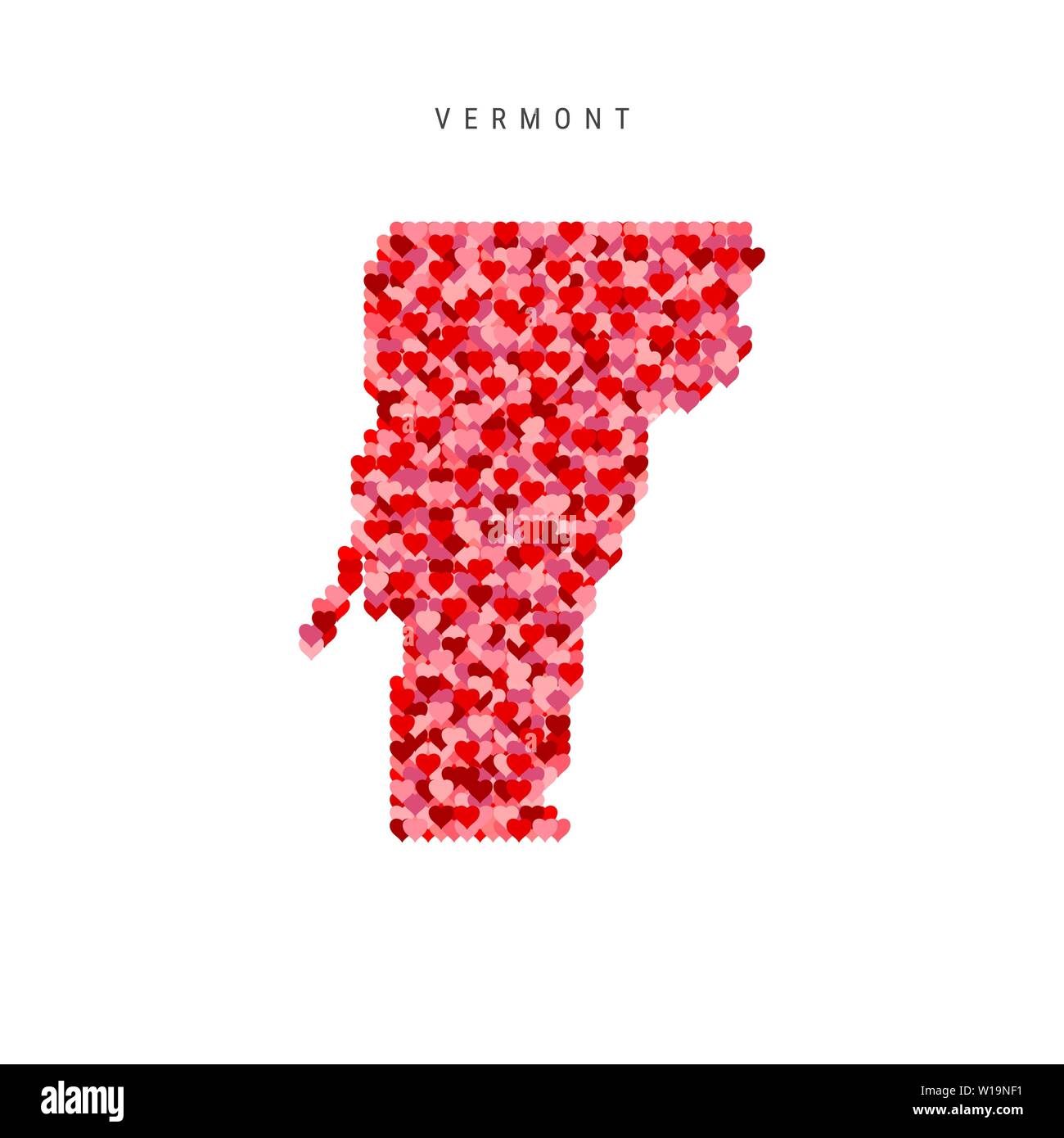 I Love Vermont. Red Hearts Pattern Vector Map of Vermont Stock Vector ...
