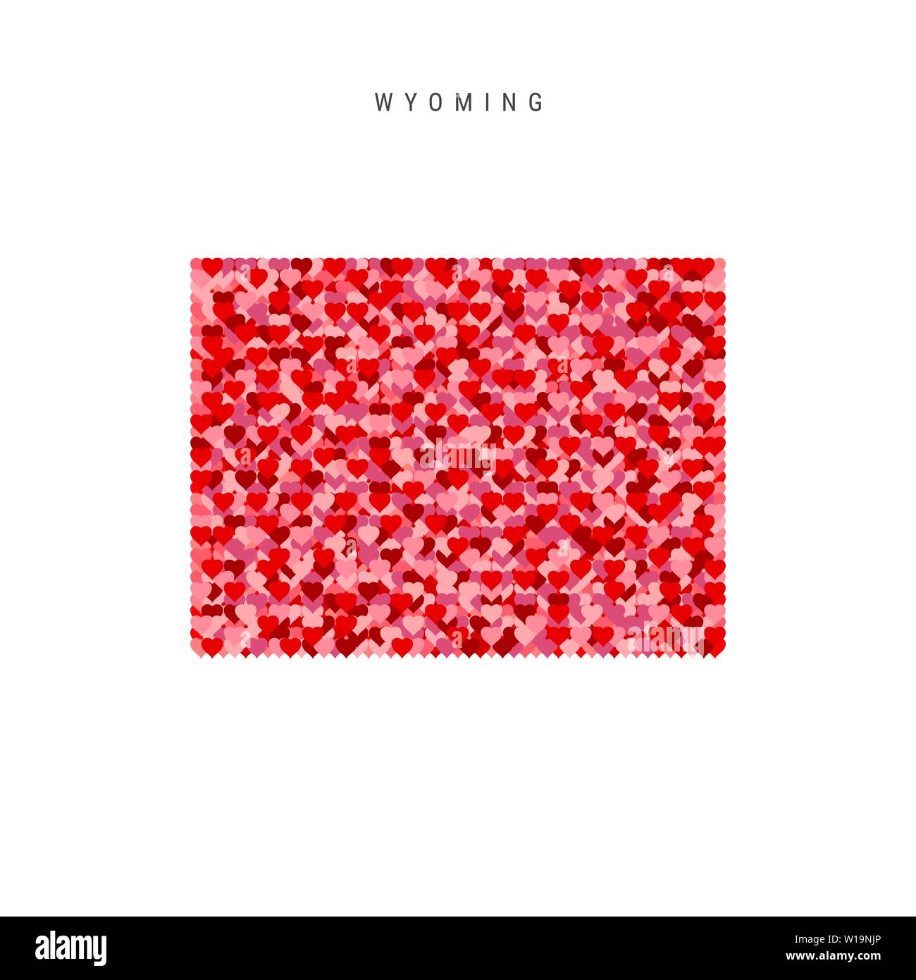 I Love Wyoming. Red Hearts Pattern Vector Map of Wyoming Stock Vector ...