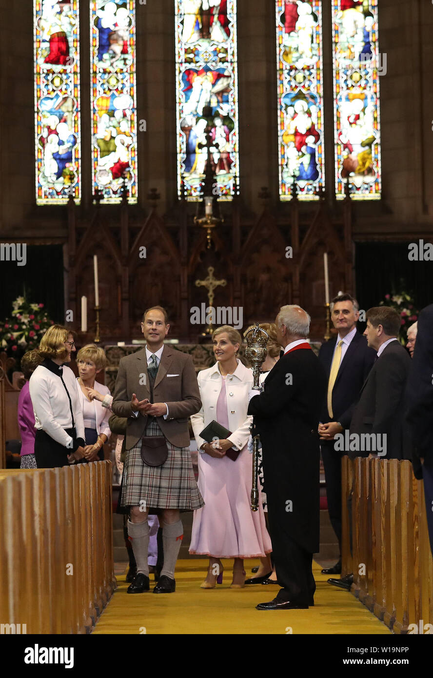 The Earl and Countess of Forfar alongside Rev Elaine Garman inside St ...