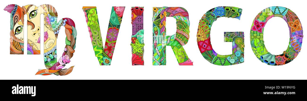 Virgo zodiac sign, astrology concept art. Tattoo design Stock Vector ...