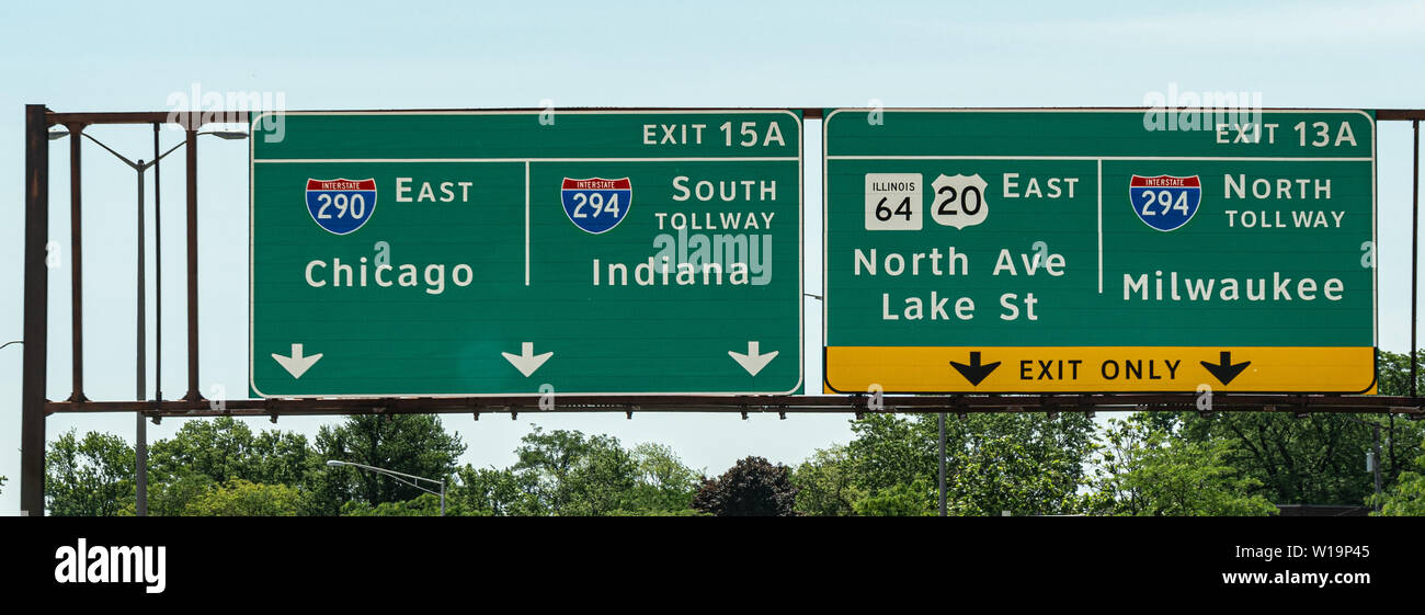 Direction sign to Chicago Milwaukee and Indiana - street photography ...