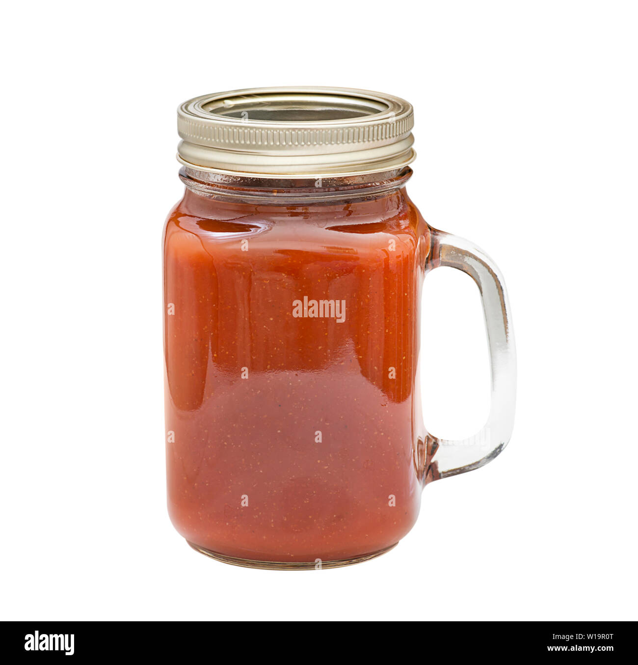 Homemade gourmet barbecue sauce in glass jar isolated on white ...