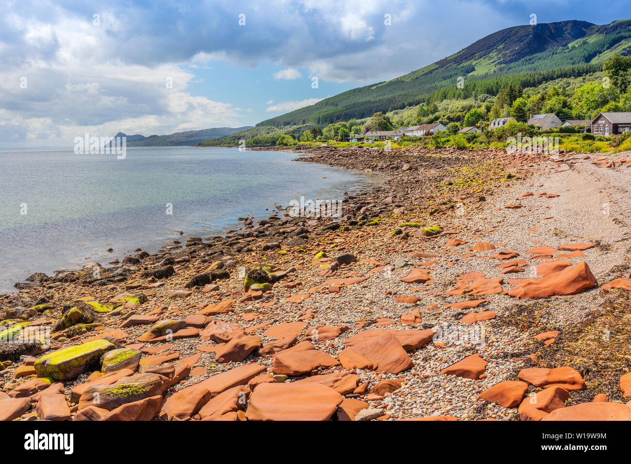 Beach at Corrie, Isle of Arran, Arran, on the Firth of Clyde, west ...