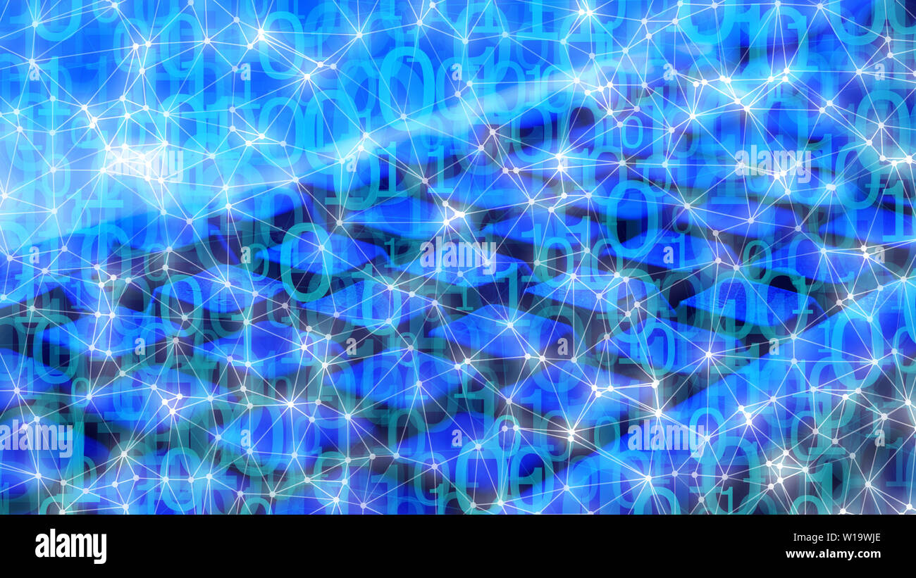 Computer cybercrime, cyber attack algorithm in office, science fiction ...