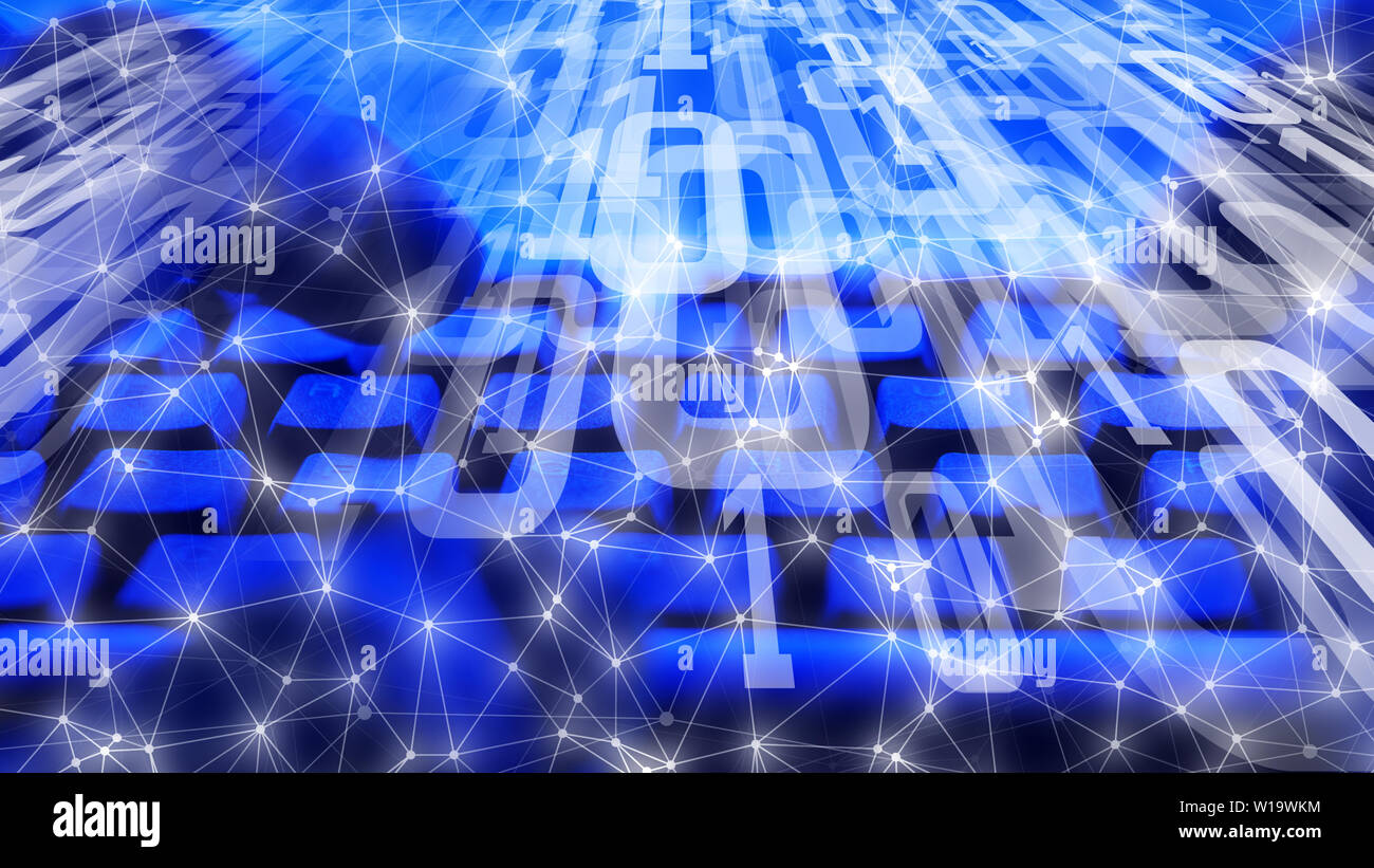 Cyber Threats In Cyber Attack Algorithm Lines Connect The Dots Stock