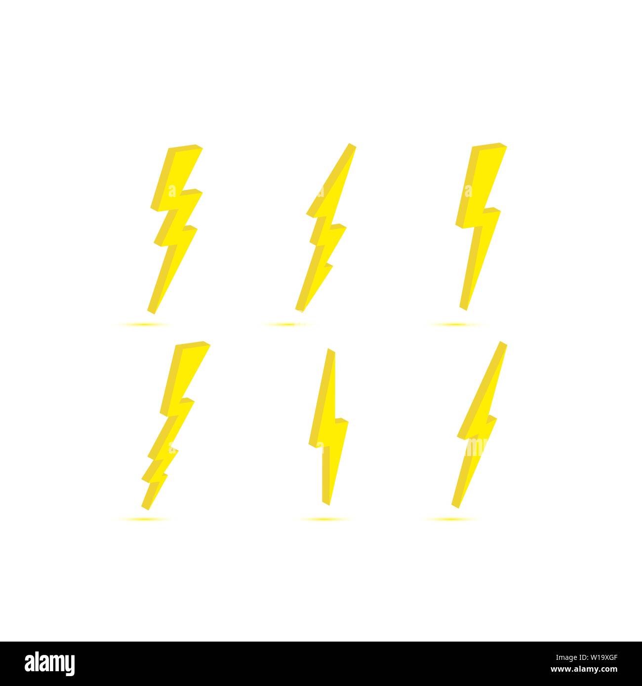 3D Thunder and bolt lightning. Flash icon isolated on white background ...