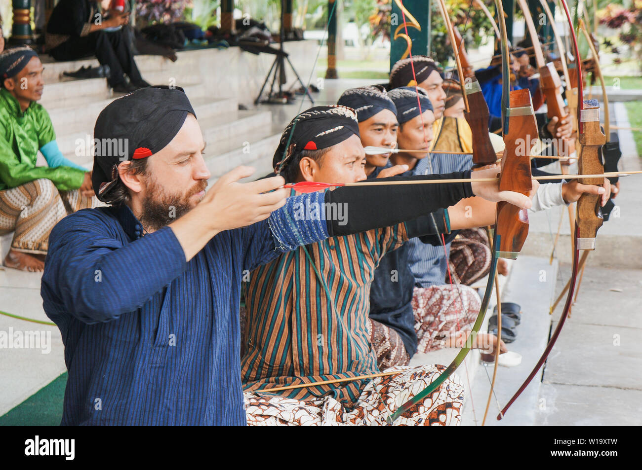 Javanese practicing Jemparingan, Mataram Kingdom's traditional archery ...