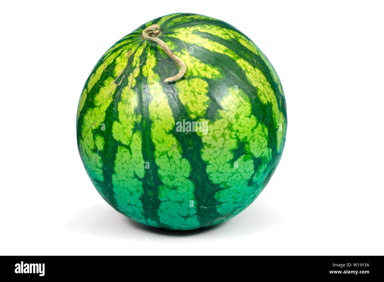 One ripe whole watermelon isolated on white background Stock Photo - Alamy