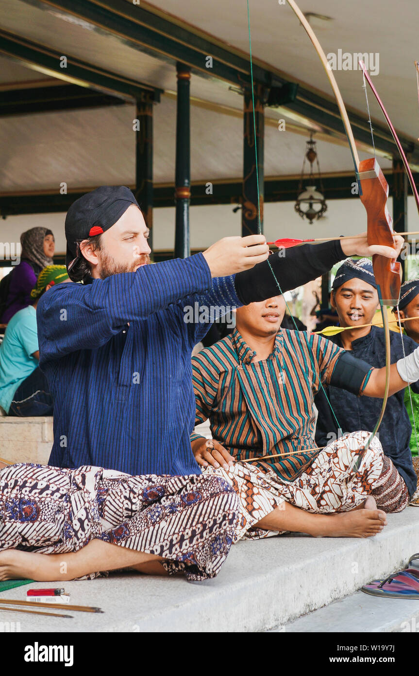 Javanese practicing Jemparingan, Mataram Kingdom's traditional archery ...