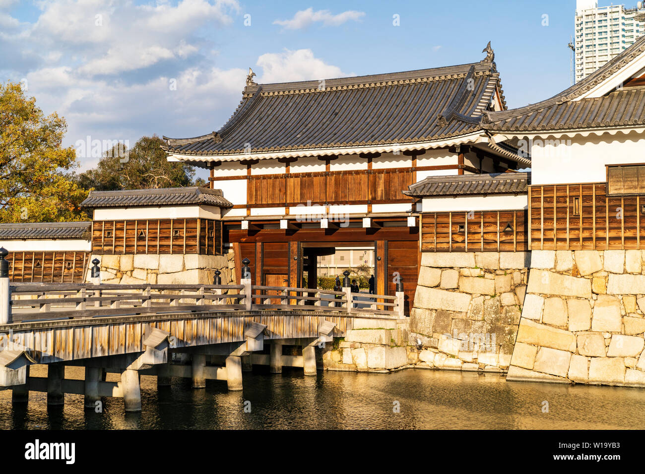 Hiroshima Castle. The main yaguramon gate, gate with turret over and ...