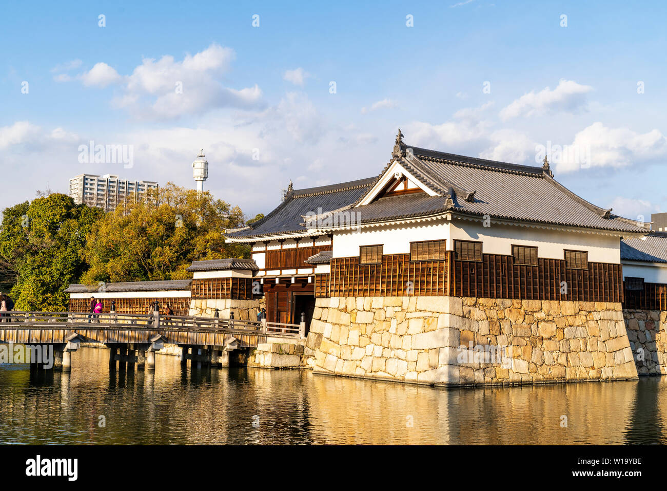 Hiroshima Castle. The main yaguramon gate, gate with turret over and ...