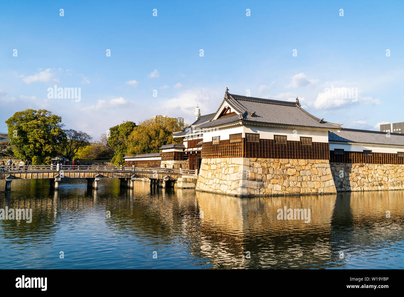 Hiroshima Castle. The main yaguramon gate, gate with turret over and ...
