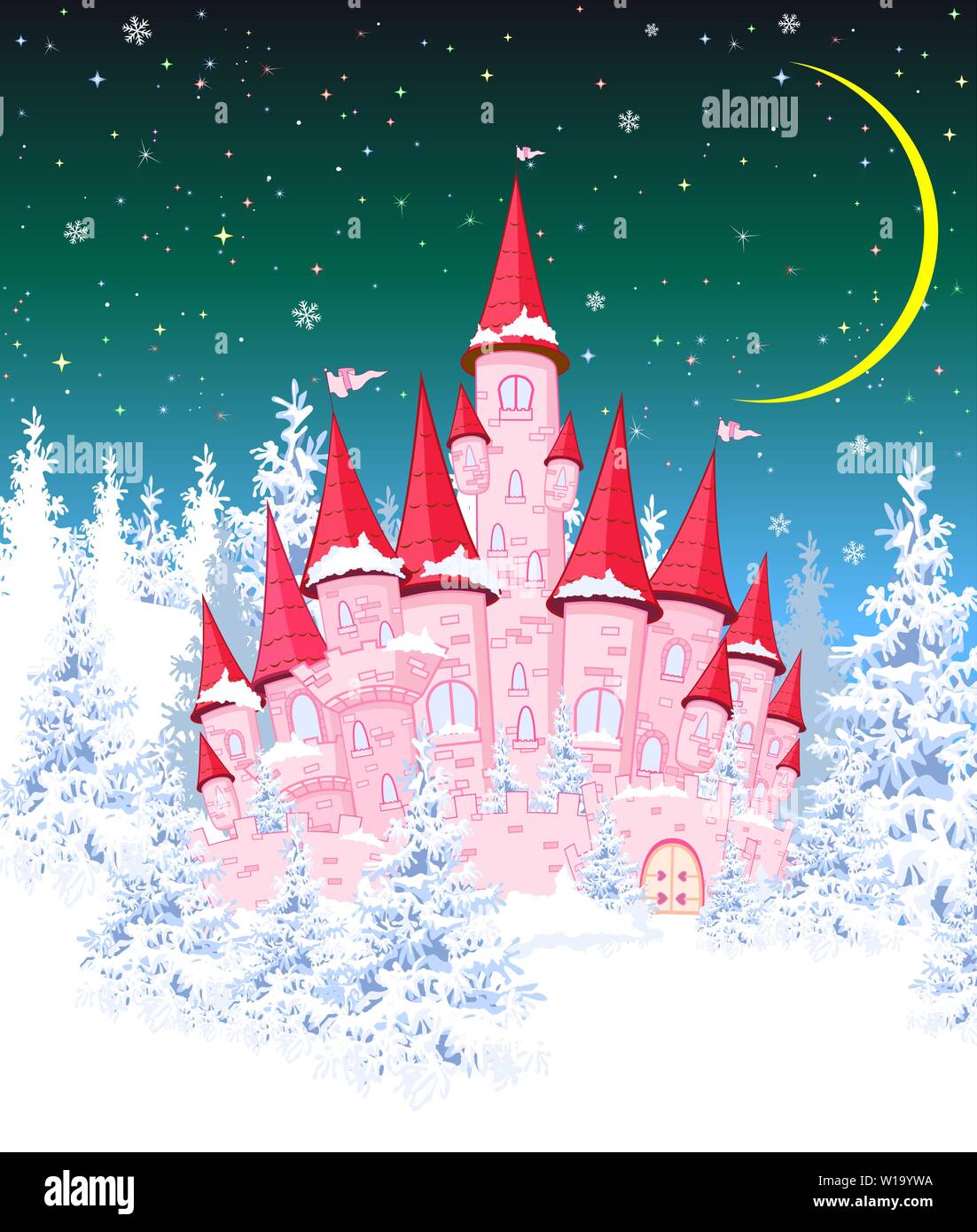 Winter landscape in night Stock Vector Images - Alamy