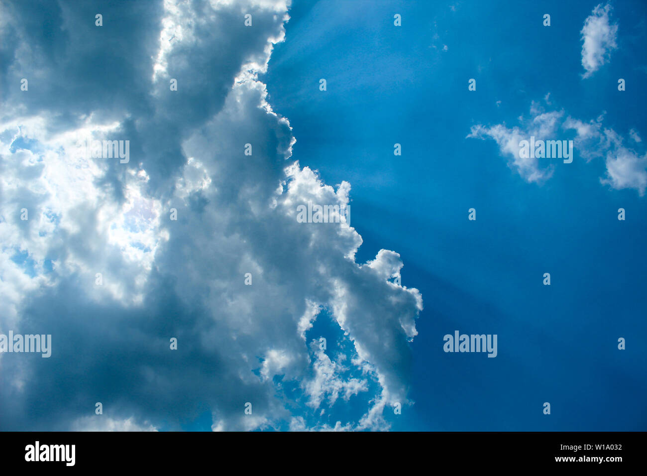 blue sky and cloud with sun light beams Stock Photo - Alamy
