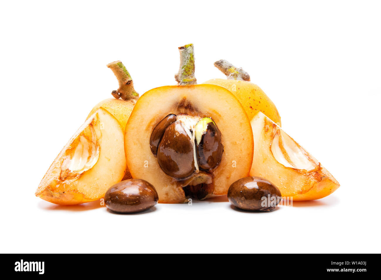 Fresh loquats freshly picked in an organic cultivation, photographed on ...