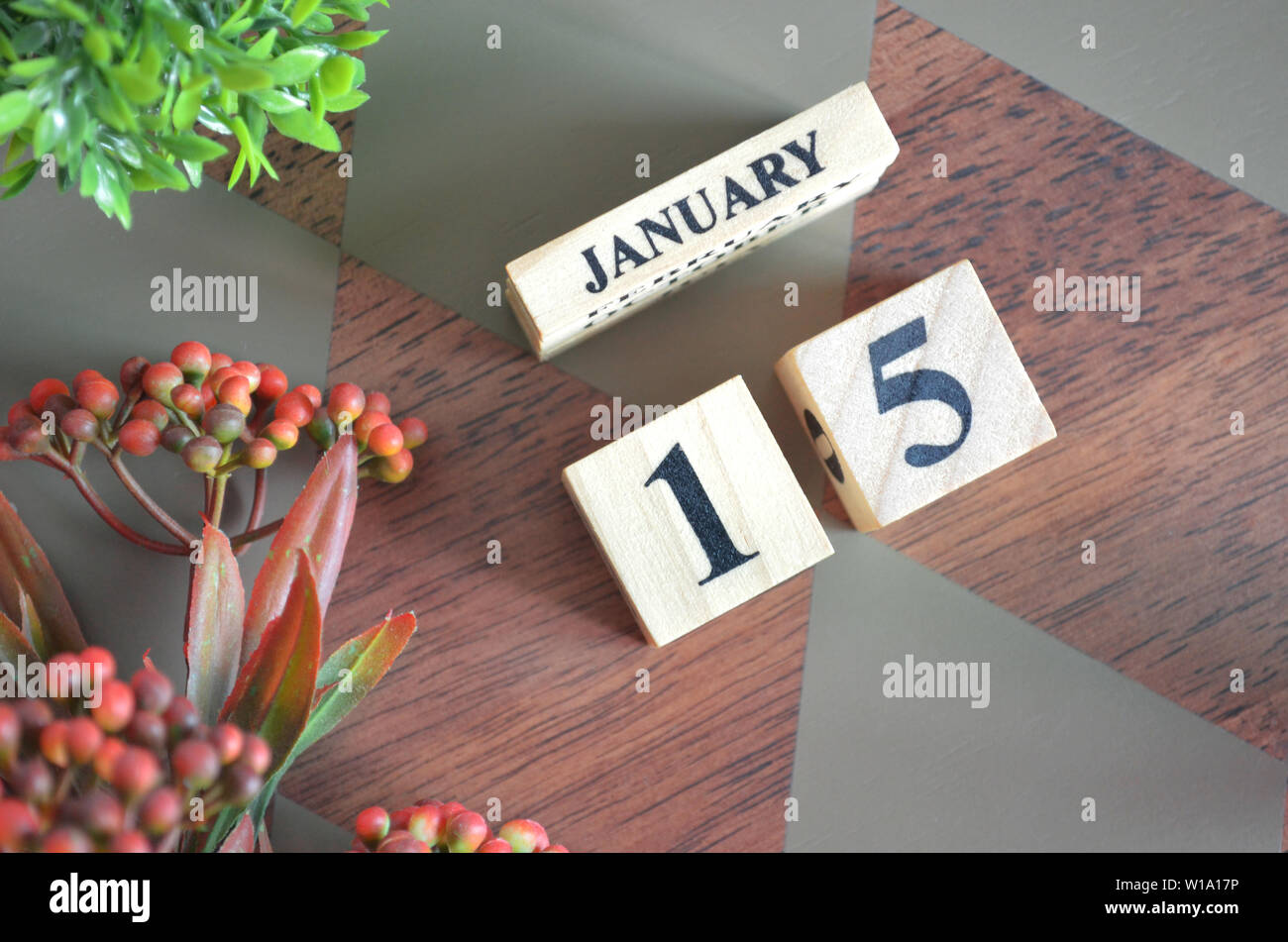 Date of January month. Diamond wood table for background Stock Photo ...