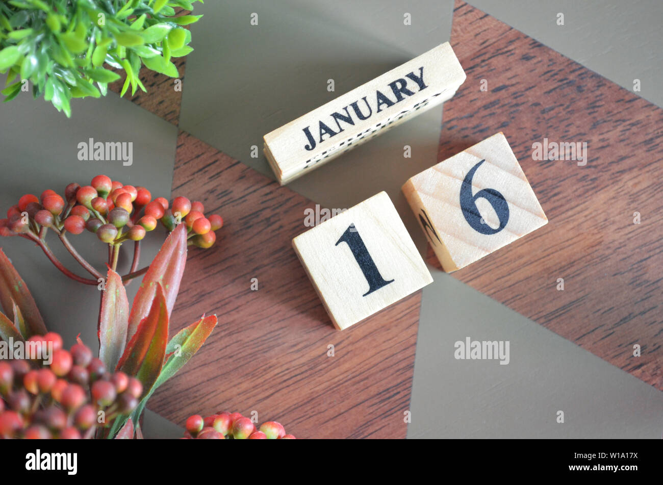 Date of January month. Diamond wood table for background Stock Photo ...