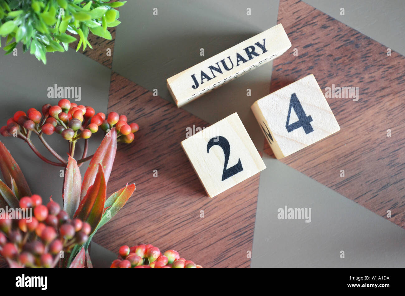 Date of January month. Diamond wood table for background Stock Photo ...