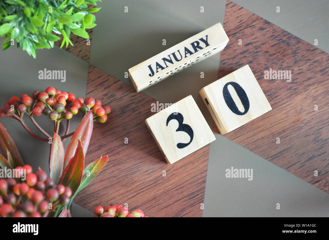Date of January month. Diamond wood table for background Stock Photo ...
