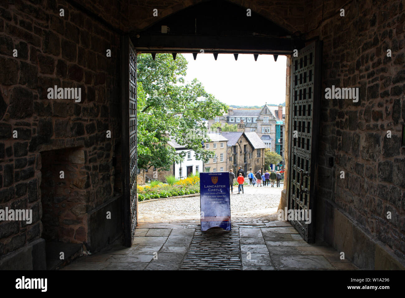 A view of the massive Medieval castle of Lancaster, northwest England ...