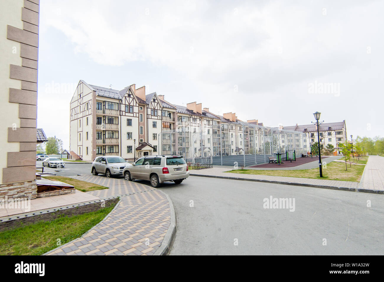 Russia, Novosibirsk - 15 May, 2019: Russian courtyards. buildings ...