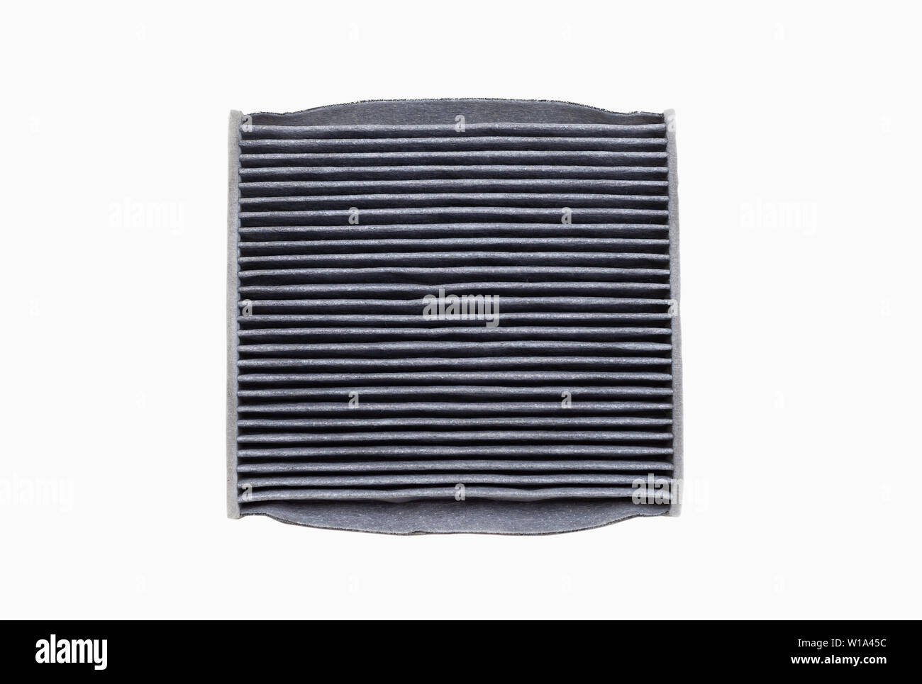 The bottom side of dirty air filter isolated on white background with ...