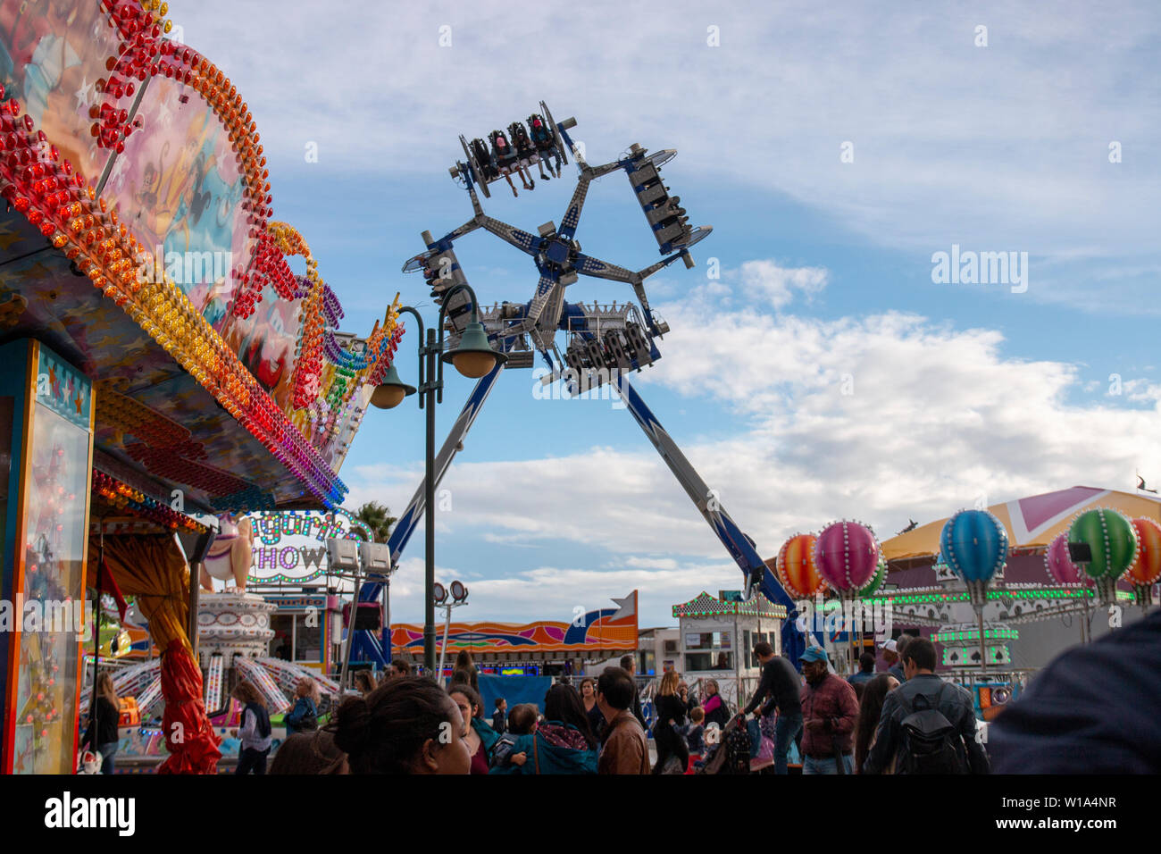FARO, PORTUGAL - OCTOBER 2018: Fun fair event Santa Iria with games ...