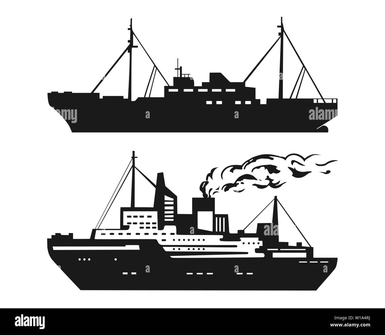 Motor ship silhouette set Stock Vector Image & Art - Alamy