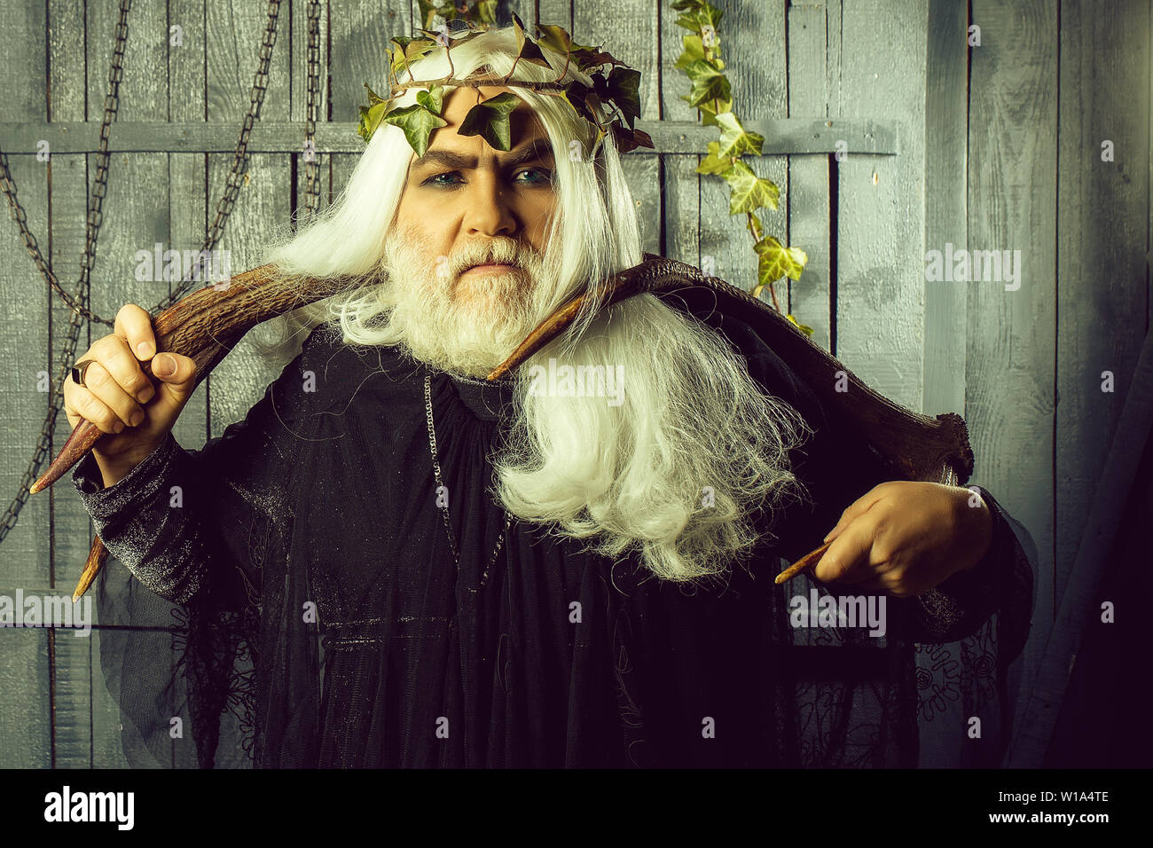 Wizard man with horns Stock Photo - Alamy